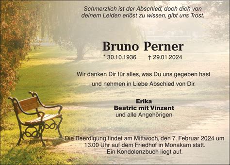 Traueranzeigen von Bruno Perner Schwarzwälder Bote Trauer