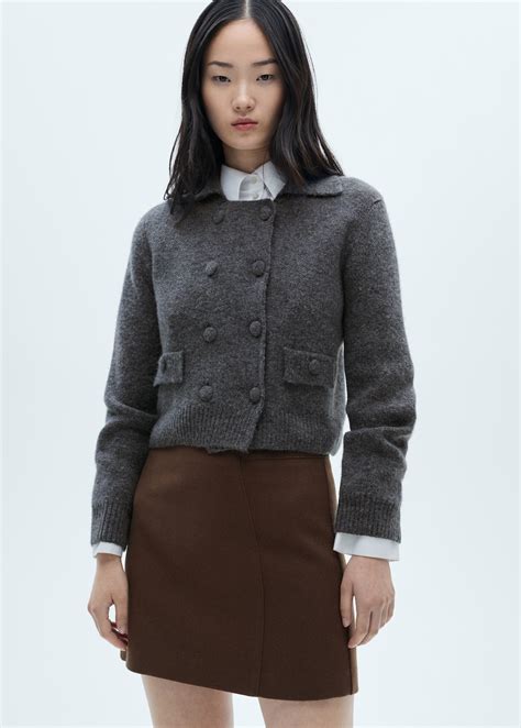 Double Breasted Knitted Jacket Women Mango Canada