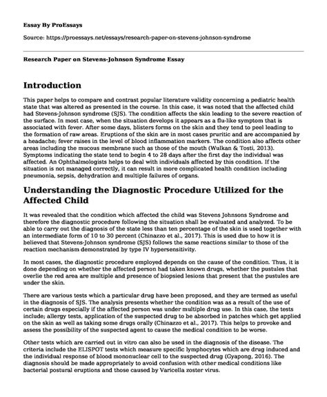 Research Paper On Stevens Johnson Syndrome Free Essay Term Paper