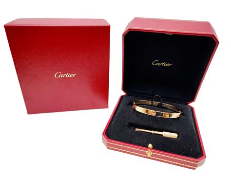 Cartier 18 Karat Rose Gold Love Bangle Bracelet With Box Screwdriver
