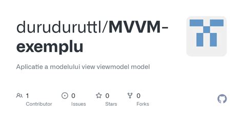 GitHub Duruduruttl MVVM Exemplu Aplicatie A Modelului View Viewmodel Model