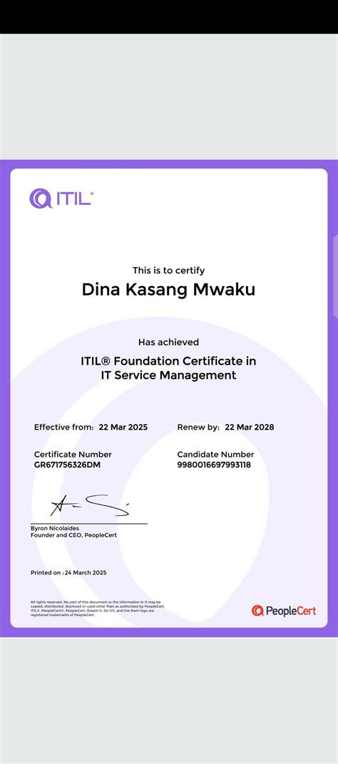 Itil Certification Itservicemanagement Continuouslearning Dina