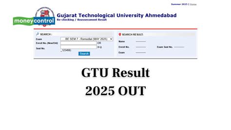 Gtu Result 2025 Out Gujarat Technological University Result Of Be Sem 7 Remedial May 2025