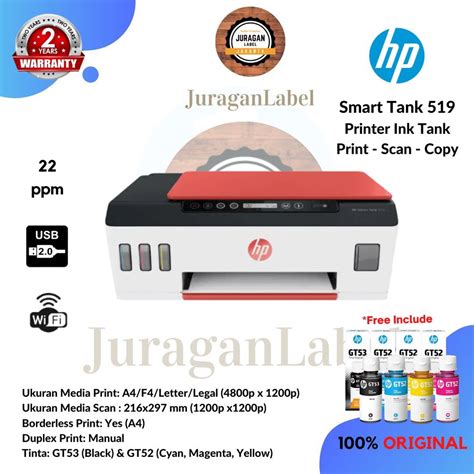 Jual Printer Hp Smart Tank 519 All In One Ink Tank Wifi Hp519 Garansi