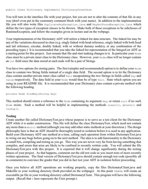 Solved The Goal Of This Project Is To Implement A Dictionary