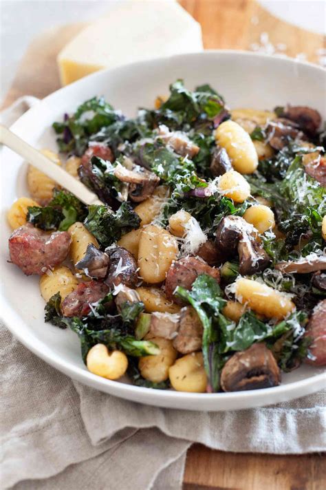 Sheet Pan Gnocchi With Mushrooms Sausage And Kale Recipe