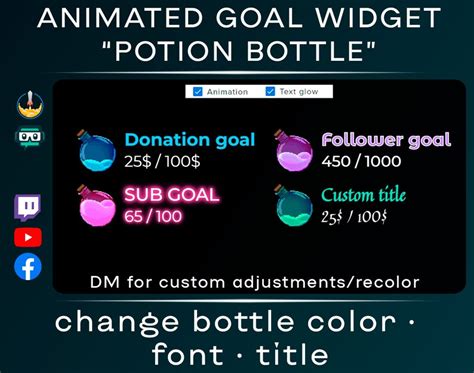 Twitch Goal Widget For Stream Youtube And Facebook Etsy Uk