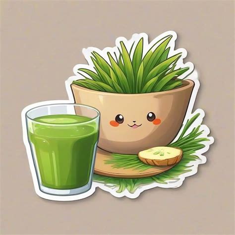 Premium Ai Image Wheatgrass Juice Sticker With Ai