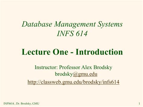 Database Management Systems Introduction Infs 614