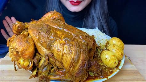 Asmr Eating Whole Chicken Curryeggrice Messy Eating Food