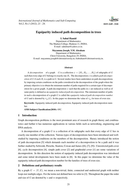 Pdf Equiparity Induced Path Decomposition In Trees