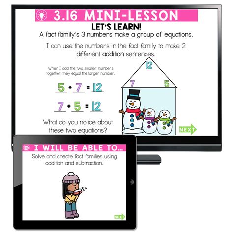 Lucky To Learn Math 1st Grade Lesson 316 Fact Families Teaching Slides Lucky Little