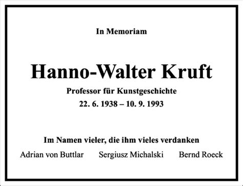Traueranzeigen Von Hanno Walter Kruft Frankfurter Allgemeine Lebenswege