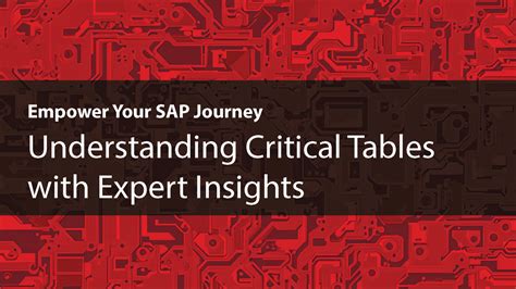 Empower Your Sap Journey Understanding Critical Tables With Expert Insights
