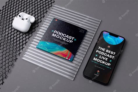 Premium Psd Mock Up For Podcast Elements With Information