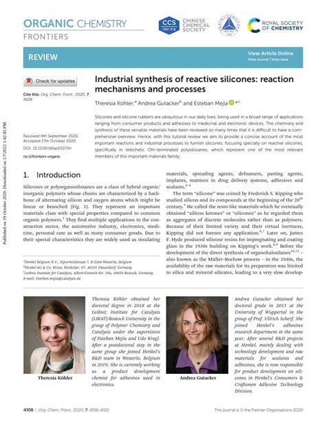 Pdf Industrial Synthesis Of Reactive Silicones Reaction Dokumen Tips