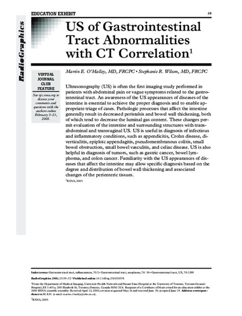 Pdf Us Of Gastrointestinal Tract Abnormalities With Ct Correlation Stephanie R Wilson