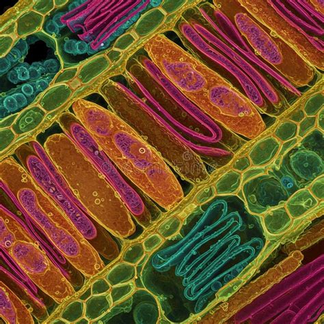Microscopic Cross Section Of Plant Tissue Shows Detailed Cellular Structures Vividly Stock