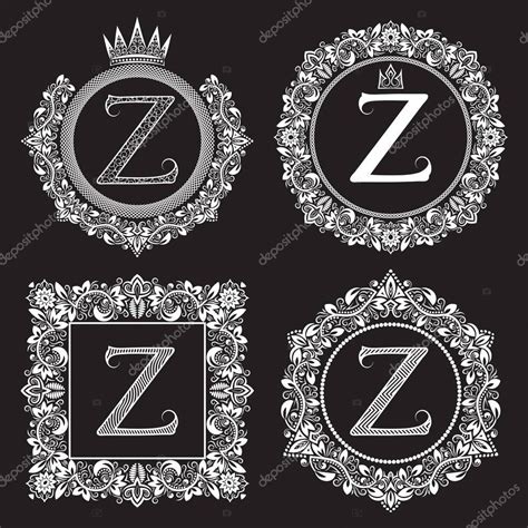 Conjunto De Monogramas Vintage De Letra Z Abrigos Heráldicos De Armas
