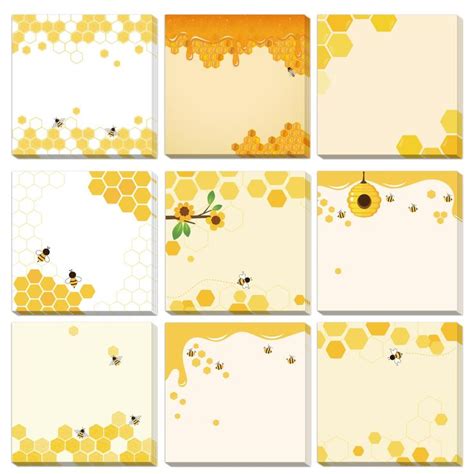 9 Pieces Bee Sticky Notes 3x3 Inch Cute Bee Note Pads Adesive Bee Memo