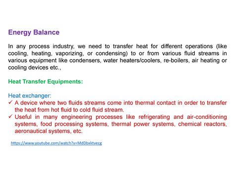 CHE101 Lect 51 52 Process Calculations Notes Energy Balance In
