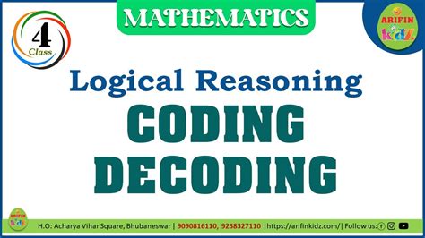 Standard 4 Coding Decoding Logical Reasoning Maths Youtube
