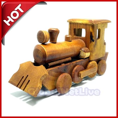 Miniatur Lokomotif Kereta Api Kuno Kayu Jati Pajangan Dekorasi