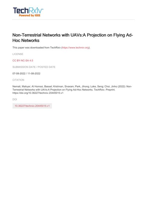 Pdf Non Terrestrial Networks With Uavs A Projection On Flying Ad Hoc