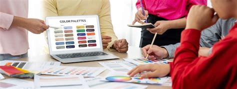 Premium Photo Graphic Designer Team Select Appropriate Color For