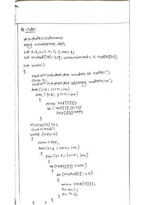 Prims Algorithm Analysis And Design It Code Using Namespace Int A