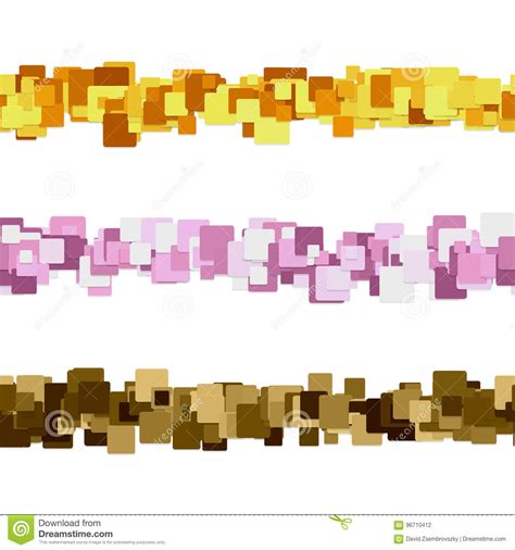 Repeatable Random Square Pattern Paragraph Dividing Line Design Set Vector Graphic Design