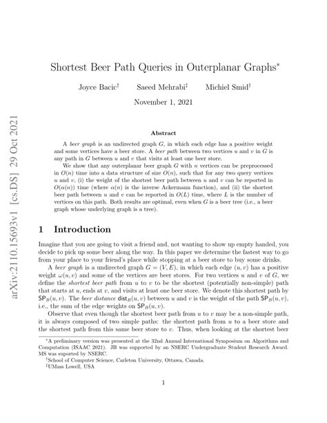 PDF Shortest Beer Path Queries In Outerplanar Graphs