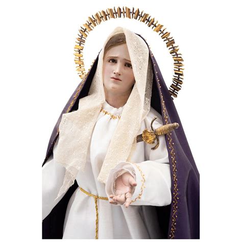 Virgen Dolorosa MÉxico Siglo Xx Talla En Madera Policromada Y Ojos De