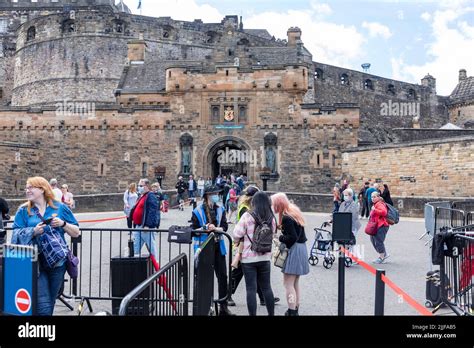 Edinburgh Castle Scotland Visitors To The Castle Pass Past The Ticket