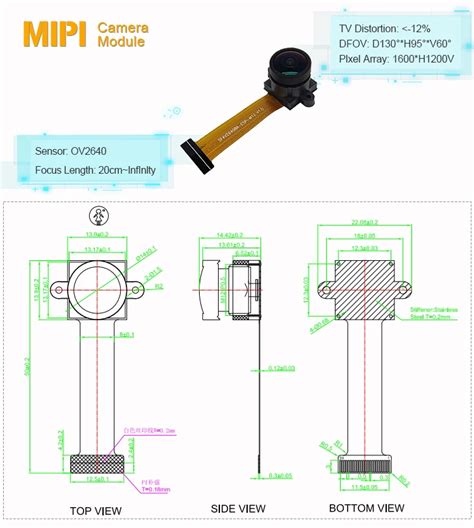 Mini Dvp Interface Ov2640 2mp Esp32 Cam Wide Angle Lens