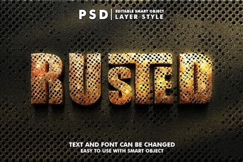 effet de texte réaliste 3d rouillé psd premium avec objet intelligent psd premium