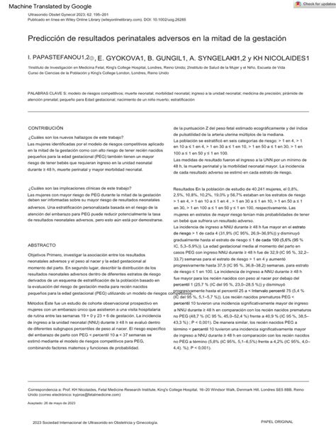 Prediction Of Adverse Perinatal Outcome At Midgestation Pdf