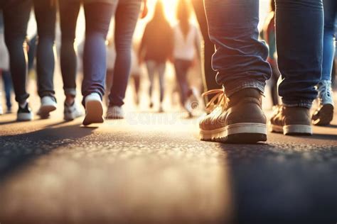 Group Of People Walking On The Crosswalk Neural Network Ai Generated Stock Illustration