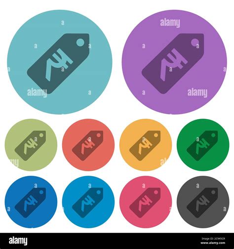 Indian Rupee Price Label Darker Flat Icons On Color Round Background