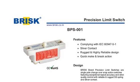 Precision Limit Switch Bps 001 Without Operator Spdt At ₹ 438piece In Mumbai