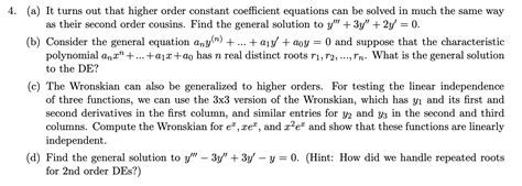 Solved A It Turns Out That Higher Order Constant Chegg