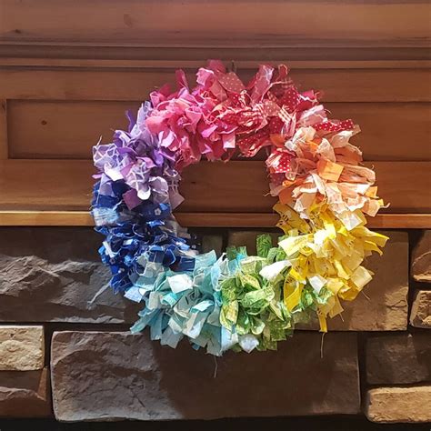 Rainbow Rag Wreath Etsy