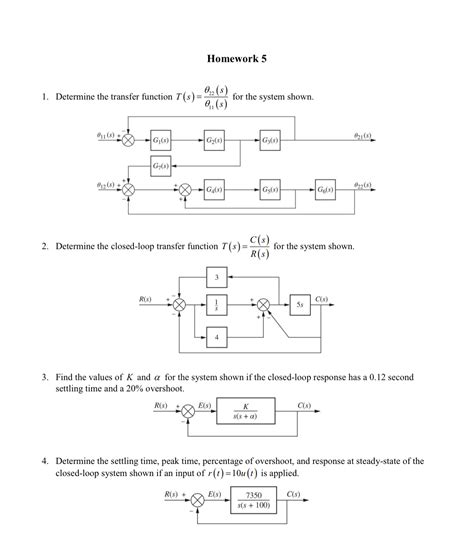 Solved Homework Determine The Transfer Function Chegg