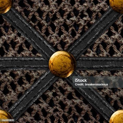 가죽 벨트 메쉬와 황동 리벳 및 갈색 천 메쉬와 블랙 Letaher 표면의 원활한 4k 사진 질감 0명에 대한 스톡 사진 및 기타 이미지 Istock