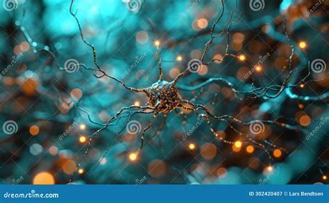 Brain Network Concept With Dynamic Lines Ai Generated Stock
