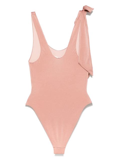 Chloé Logo Print Swimsuit Pink Farfetch