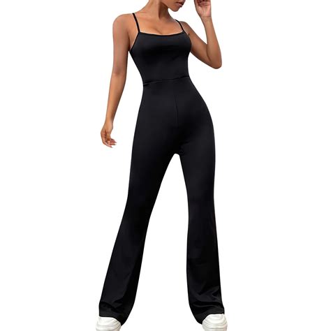Uocefik Flare Jumpsuits For Women Dressy Sleeveless Spaghetti Strap