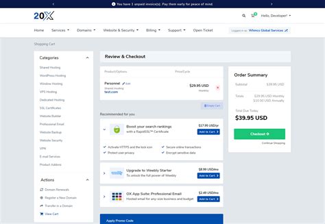 TwentyX WHMCS Client Area Template WHMCS Marketplace