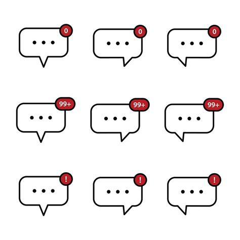 Message With Red Notification Icon Set Pack 21505572 Vector Art At Vecteezy