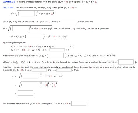 Solved EXAMPLE 5 Find The Shortest Distance From The Point Chegg Com